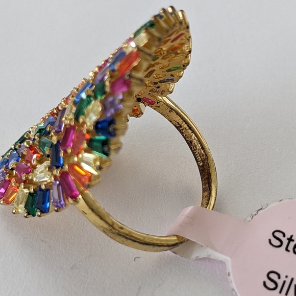 Jewelry | Nwt 925 Gold Plated Rainbow Color Crystal Ring | Poshmark